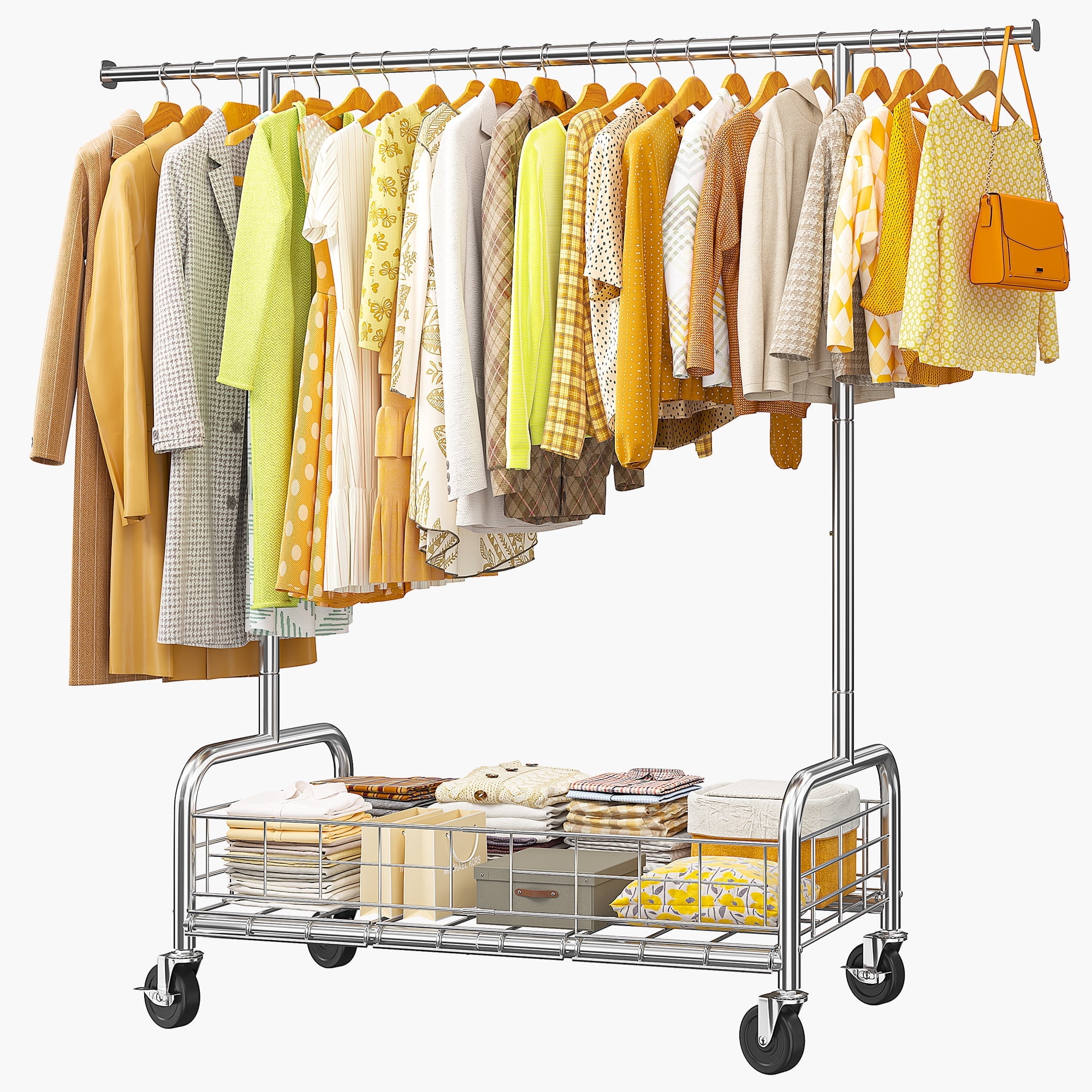 EnHomee Clothes Rack on Wheels Heavy Duty Clothing Rack for Hanging ...