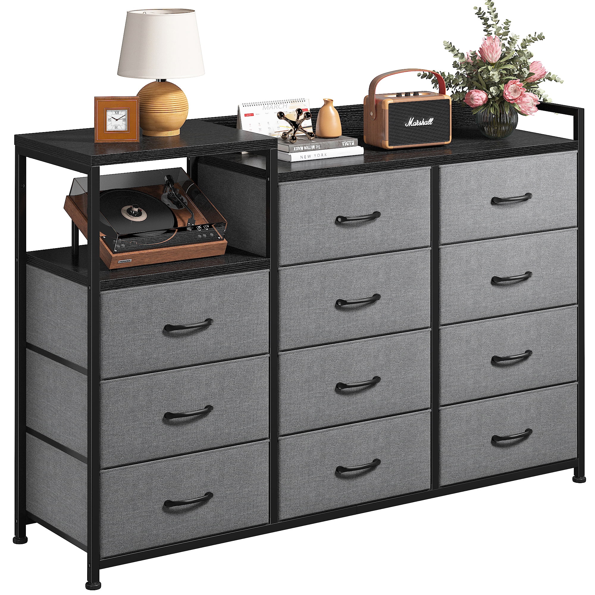EnHomee Dresser for Bedroom with 11 Drawers, Long Dresser TV Stand with ...