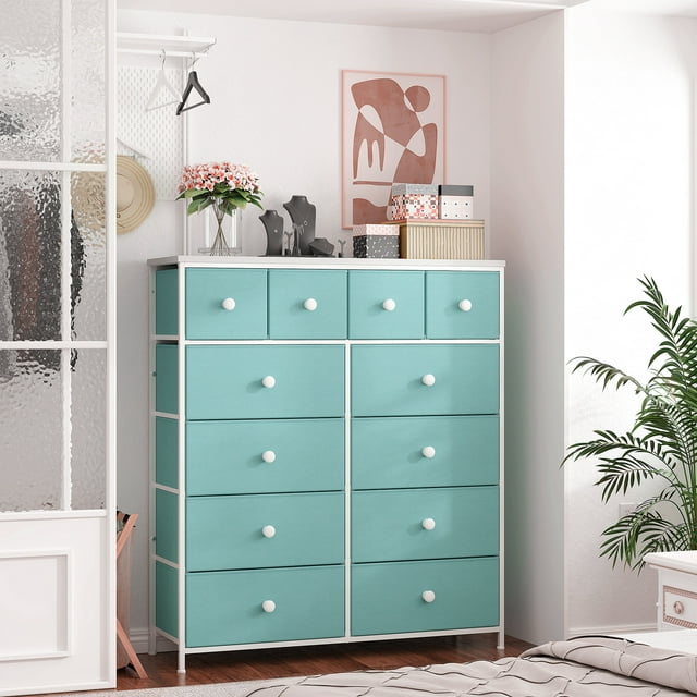 EnHomee Children's Wooden Dresser for Bedroom, 12 Drawers, Tall Chest ...