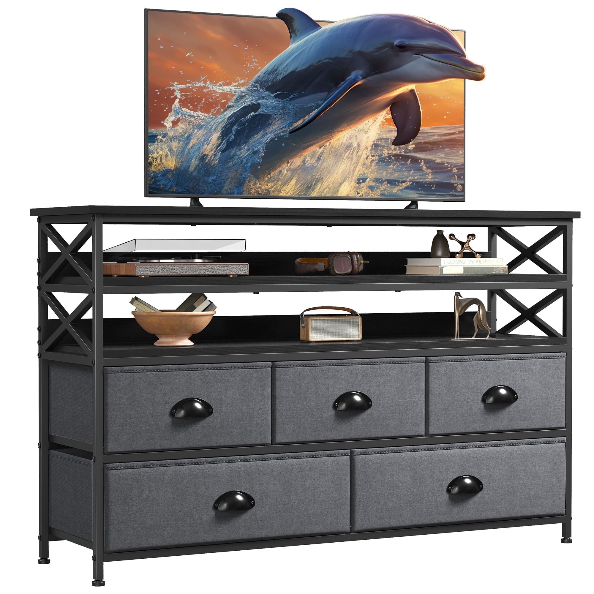 EnHomee Modern TV Stand Dresser for 55 Inch TV, Bedroom Furniture with ...