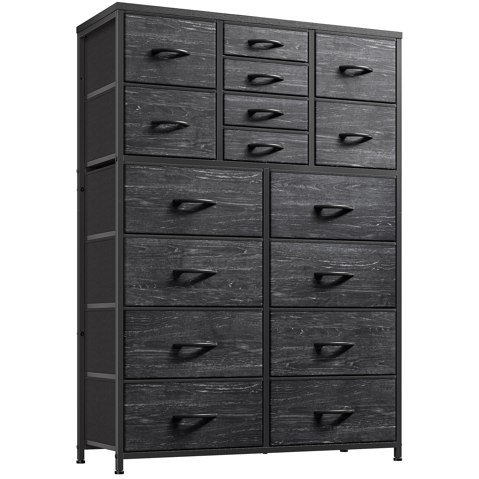 EnHomee Charcoal Black 16-Drawer Funiture Dresser with Slim Storage ...