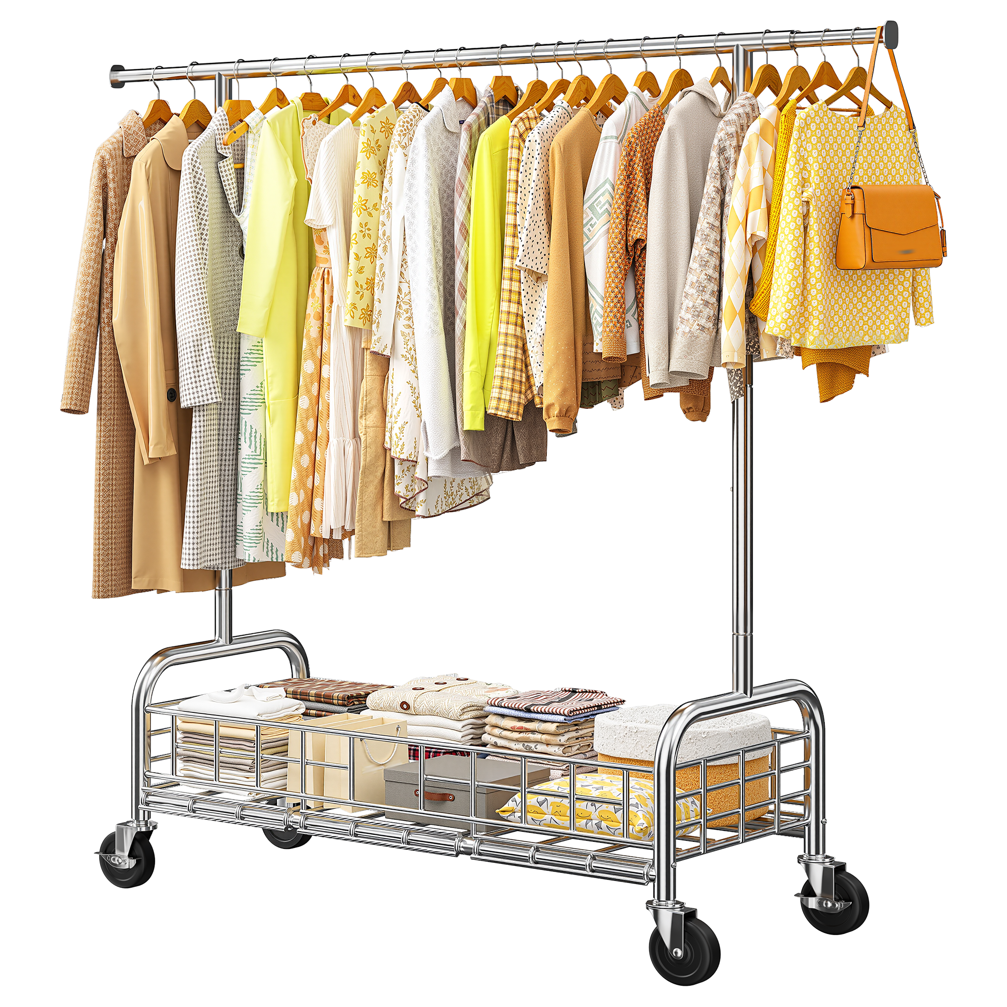 EnHomee Heavy Duty Rolling Clothes Rack 485 lbs,Adjustable Metal ...