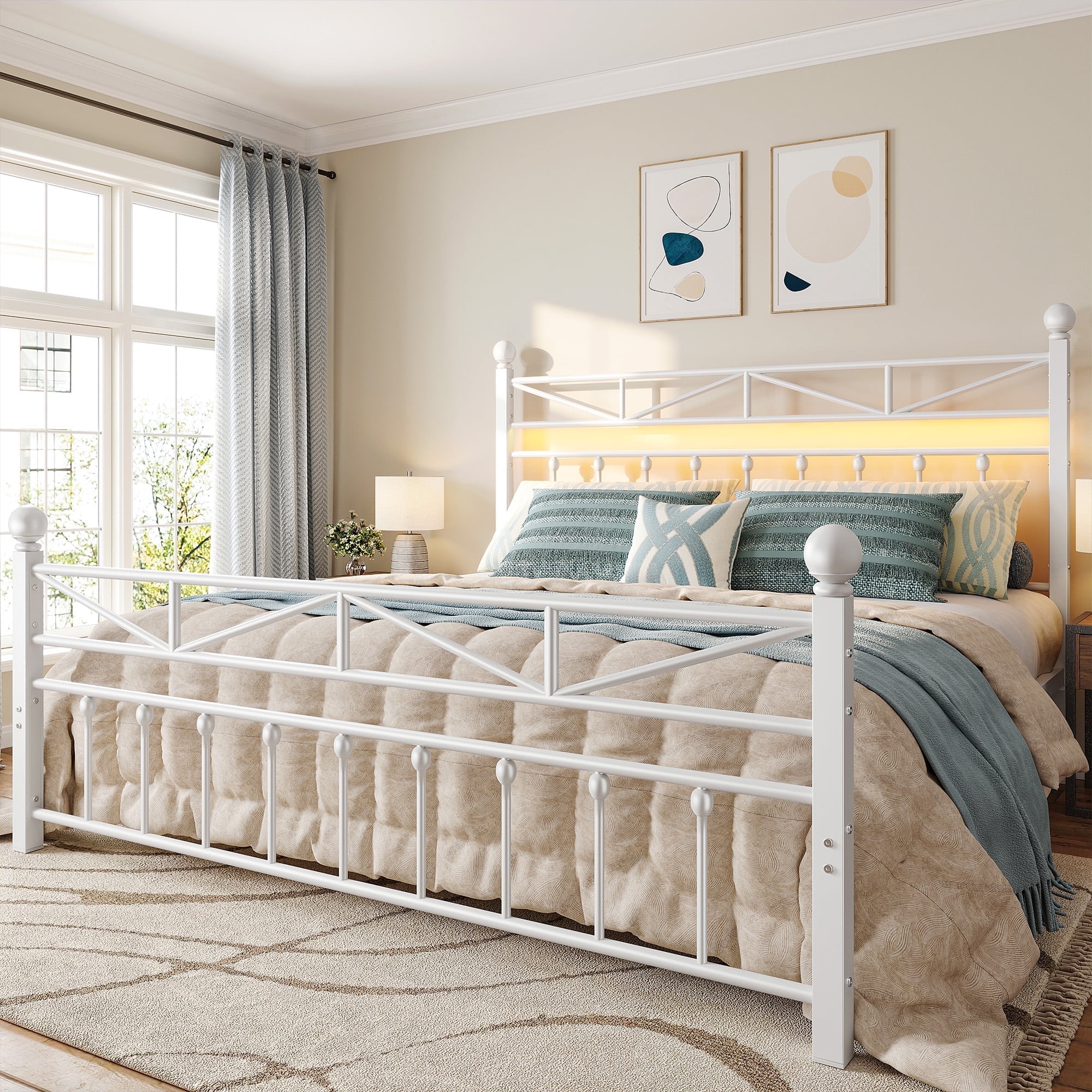 EnHomee King Size Metal Platform Bed Frame Metal Bed Frame King with ...