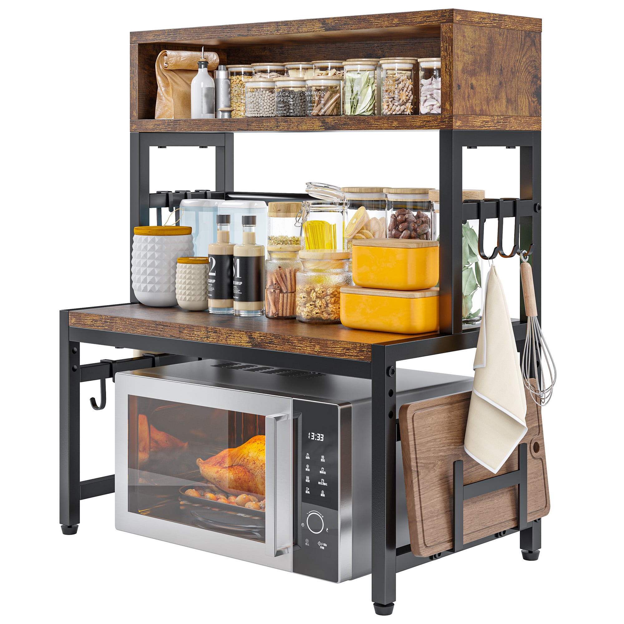 EnHomee Metal Microwave Rack for Kitchen Microwave Oven Stand with 9 ...