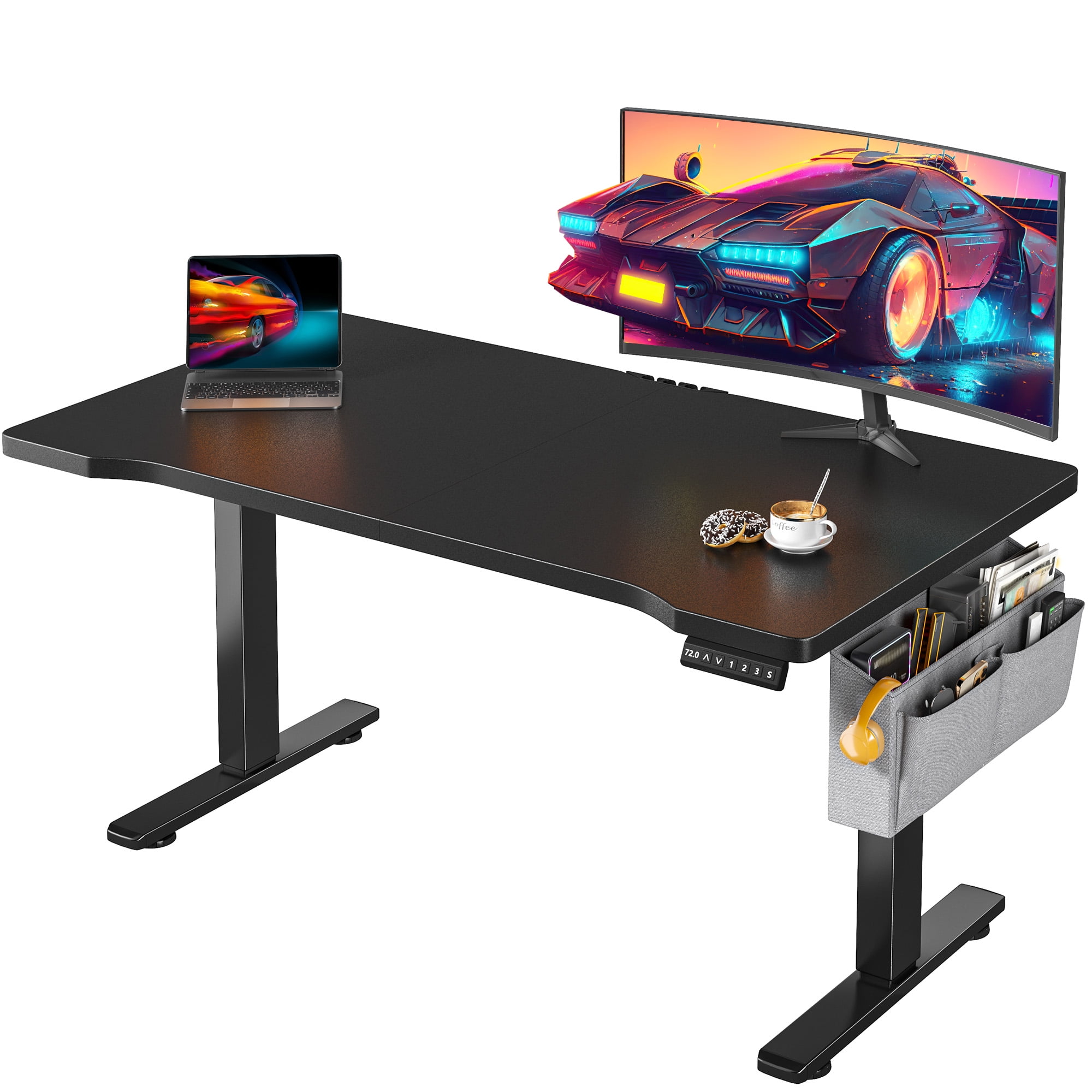 EnHomee Standing Desk Electric Adjustable Height Desks with LED, 56 x ...