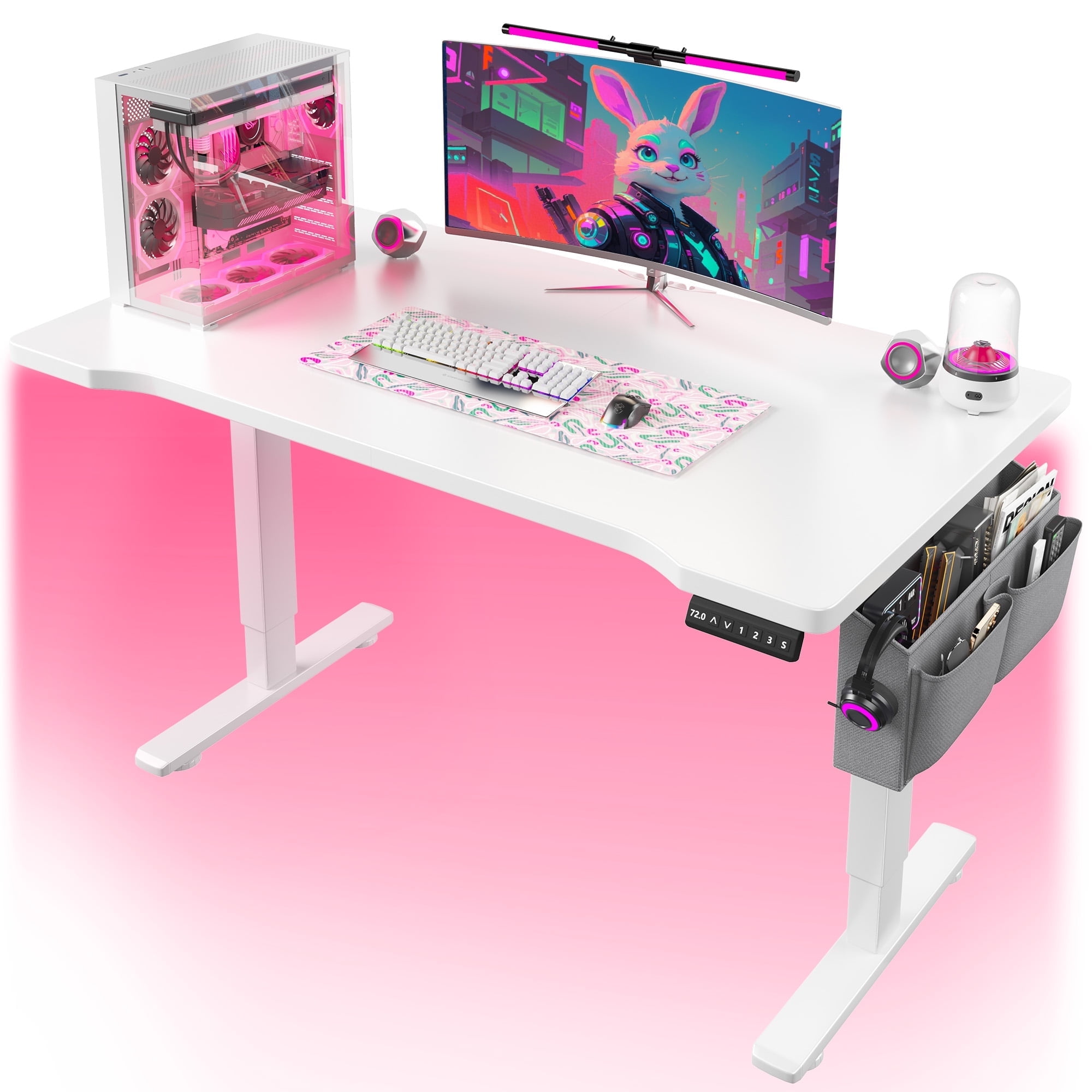 EnHomee Standing Desk Electric Adjustable Height Desks with LED, 56 x ...