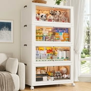 Spec101 Plastic Stackable Storage Bins - 4pc Tan Pantry Closet ...