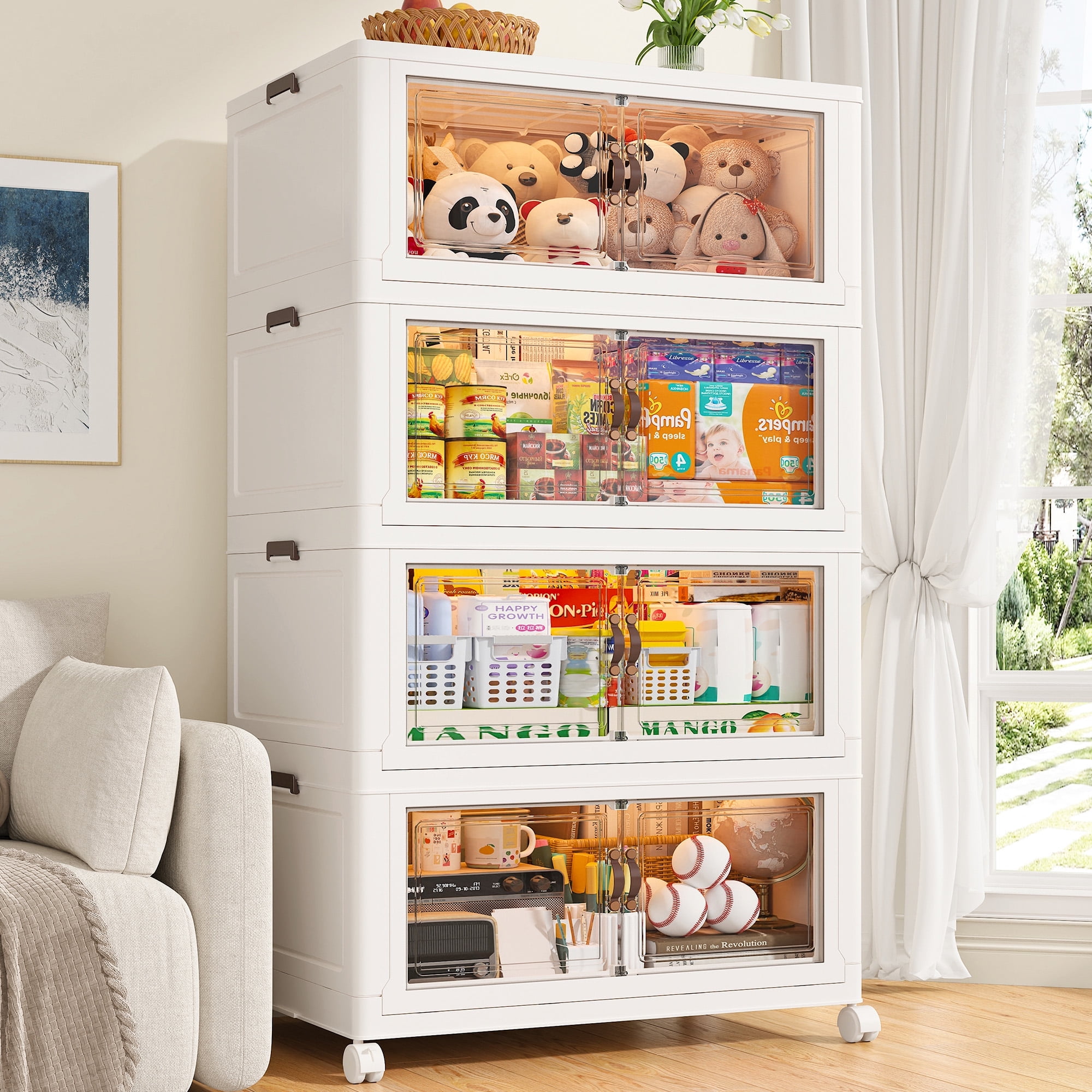 EnHomee Storage Bins with Lids 4 Packs Large Storage Containers ...