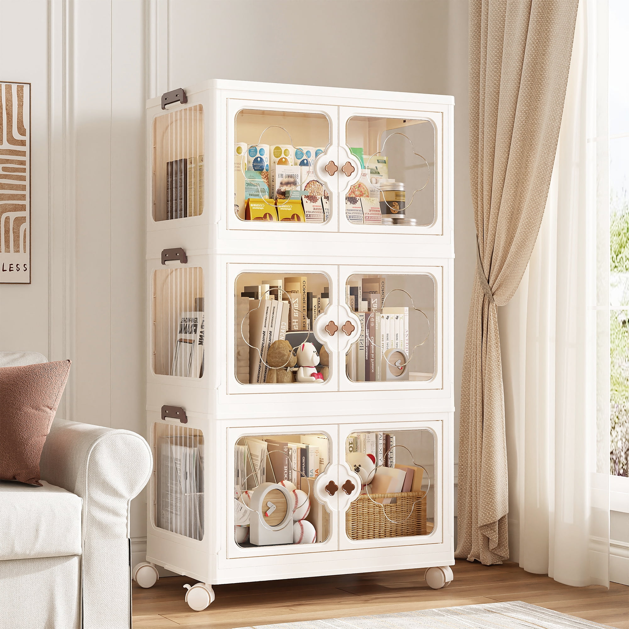 EnHomee Storage Bins with Wheels Plastic Foldable Storage Containers ...