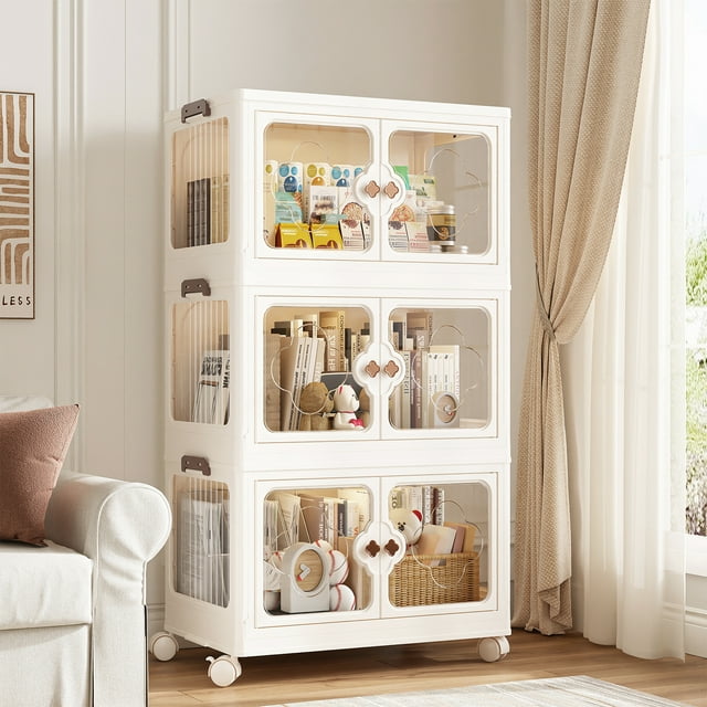 EnHomee Storage Bins with Wheels Plastic Foldable Storage Containers ...