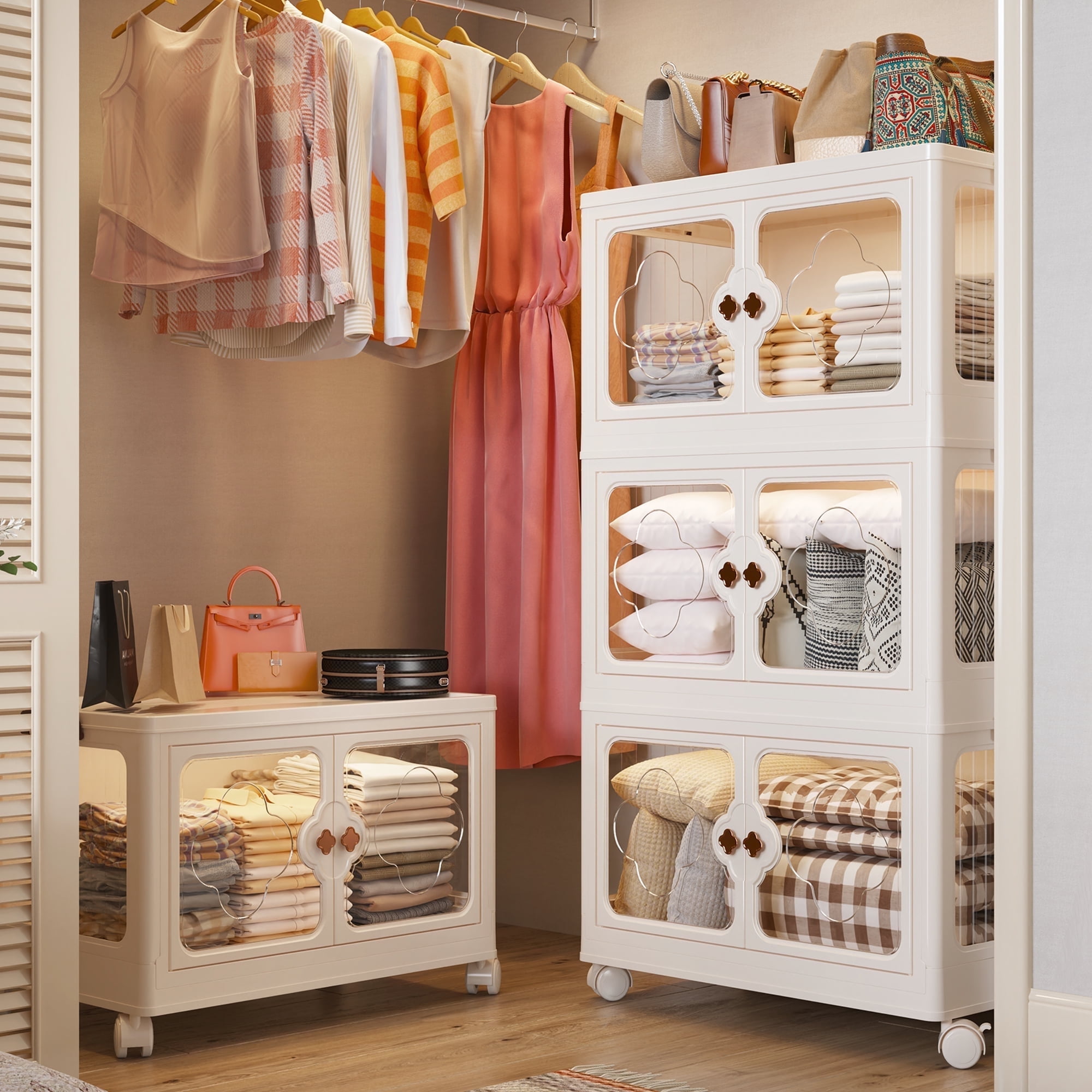 EnHomee 300QT Storage Bins with Wheels Plastic Foldable Storage ...