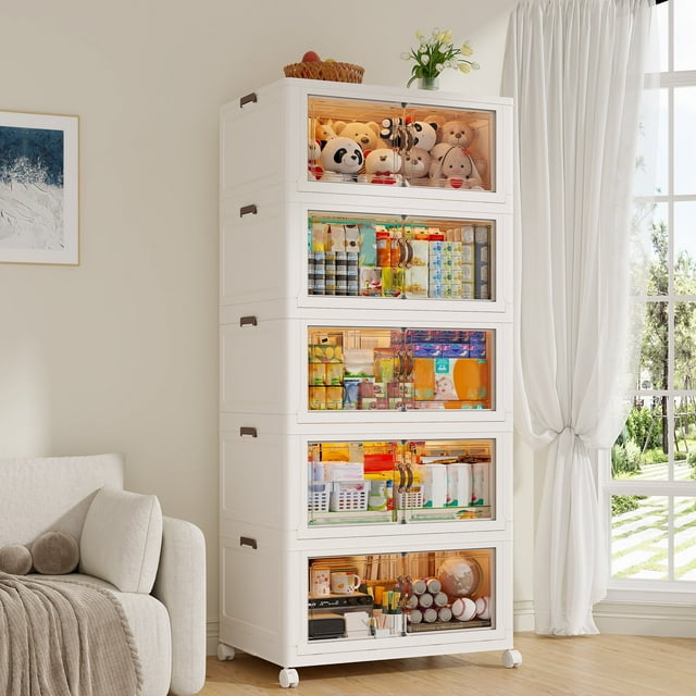 EnHomee Storage Bins with Wheels Plastic Foldable Storage Containers ...