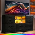 EnHomee TV Stand for 55'' TV Dresser for Bedroom,LED TV Stand with Charging Station 12 Fabric ...