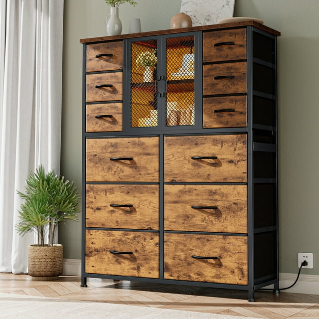 EnHomee Tall Dresser for Bedroom with 12 Drawer Fabric Dressers ...