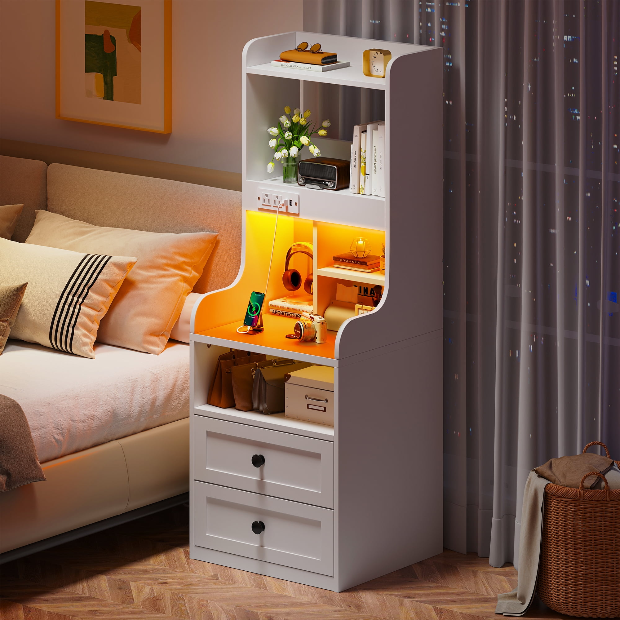 White bookshelf nightstand store