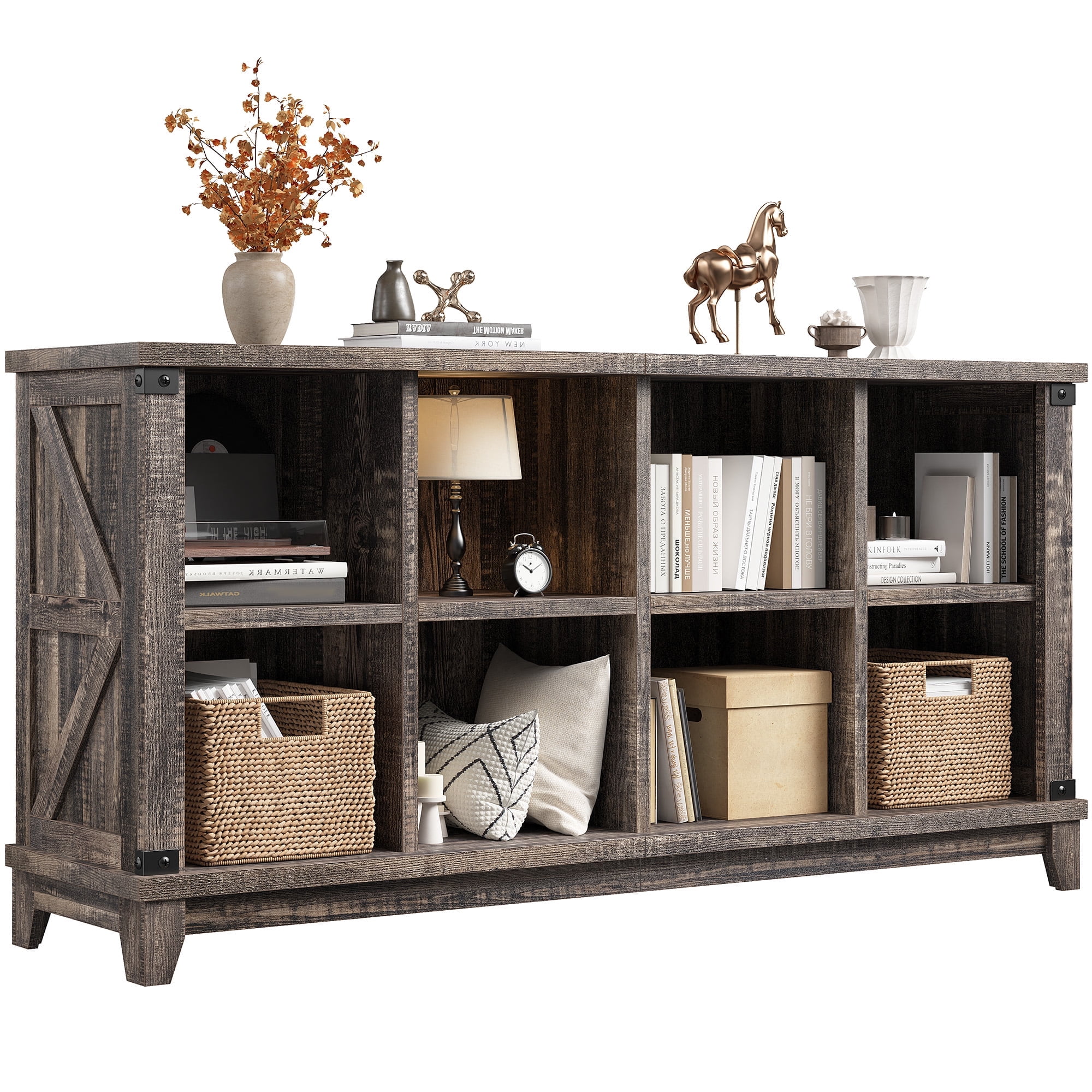 EnHomee Wooden Cube Storage Organizer 8 Cube Bookcase Modern Wood Cube ...