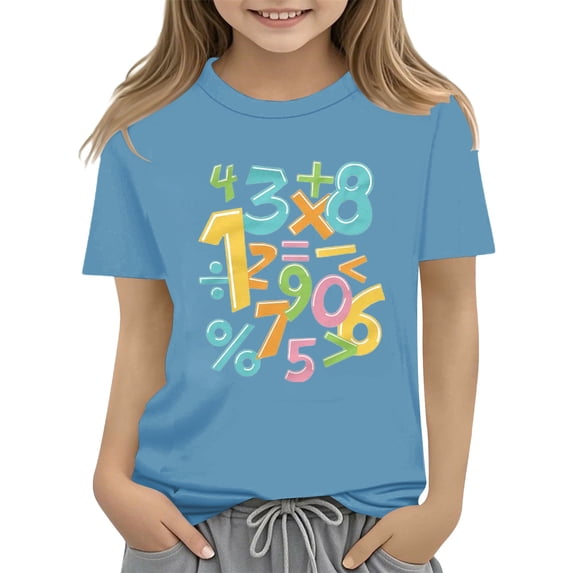 EnJoCho 100 Day School Shirt Girls Colorful Number Math Kids T-Shirt ...