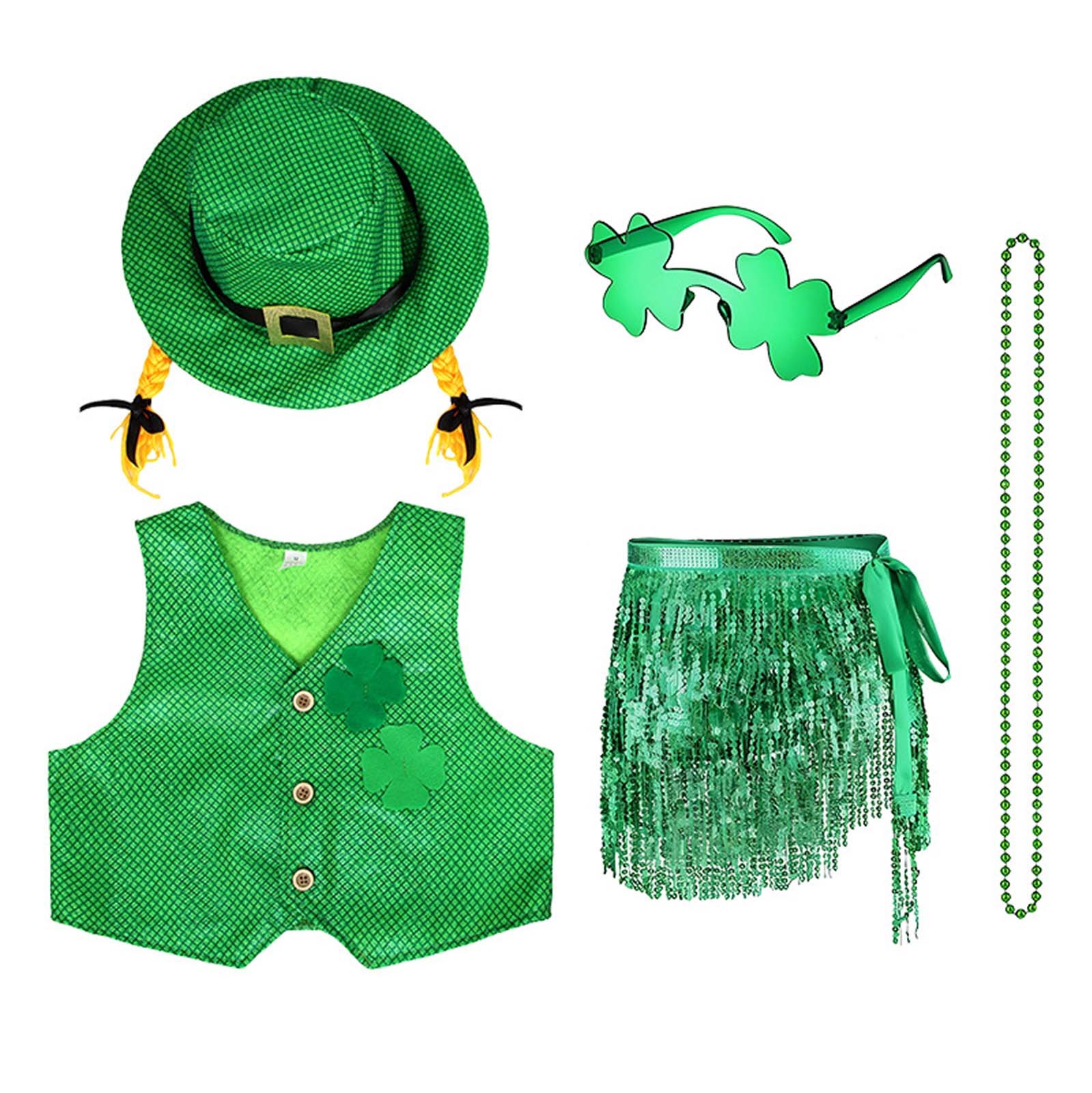 EnJoCho 5 Piece St Patric𝗄s Day Costum𝖾 Set Girls Vest 𝖳utu Skirt Hat ...