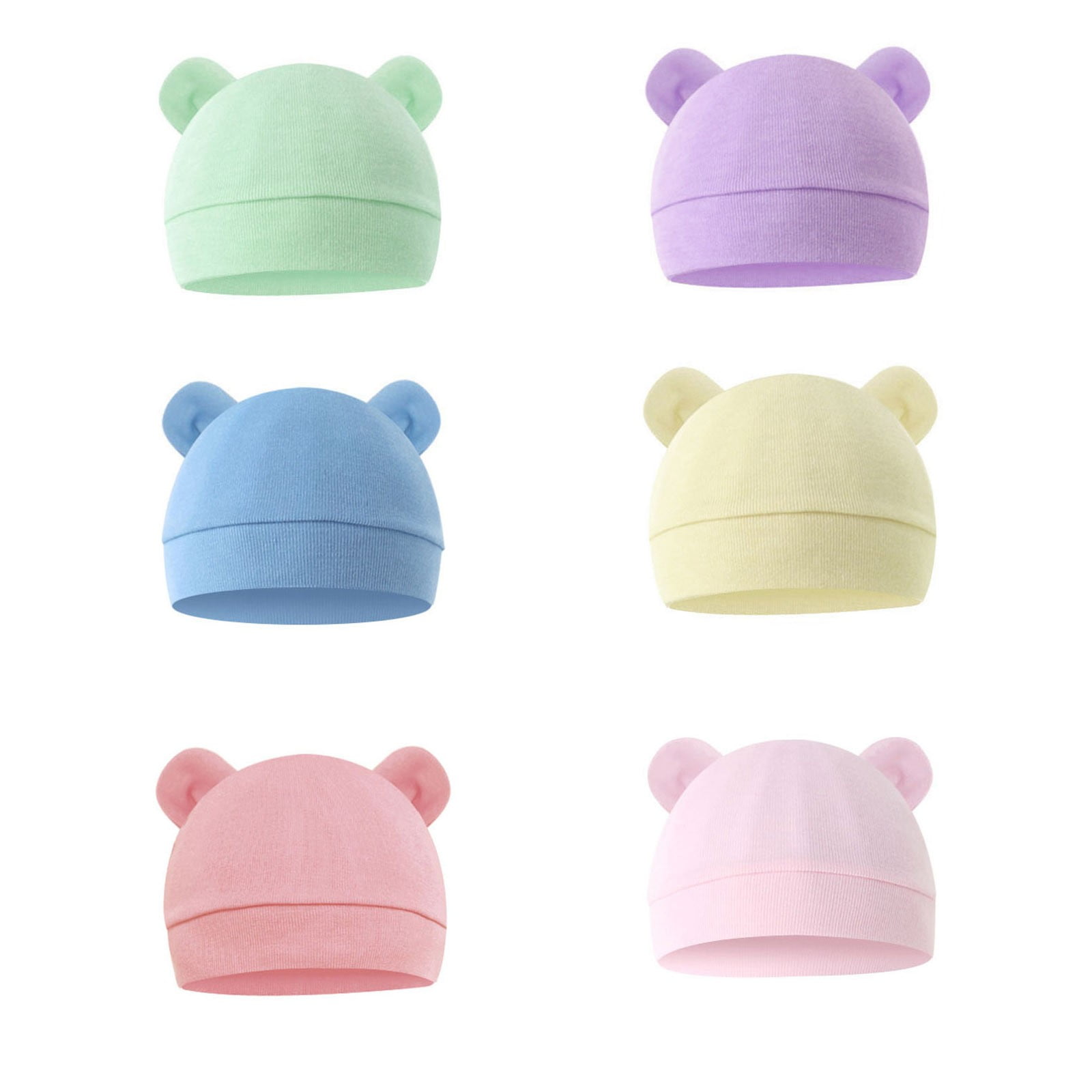 EnJoCho 6 Pieces Baby Hat Bear Ears Caps Baby Boy Girl Toddler Hats ...