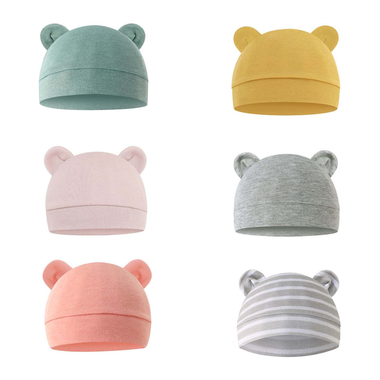 EnJoCho 6 Pieces Baby Solid Cotton Hat Bear Ears Caps Toddler Boy Girl ...