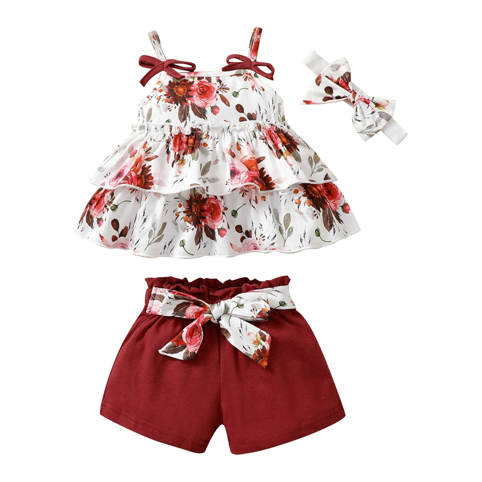 EnJoCho Baby Girl Floral Romper Toddler Girls Sleeveless Ruffles Sunflower Prints T Shirt Tops ...