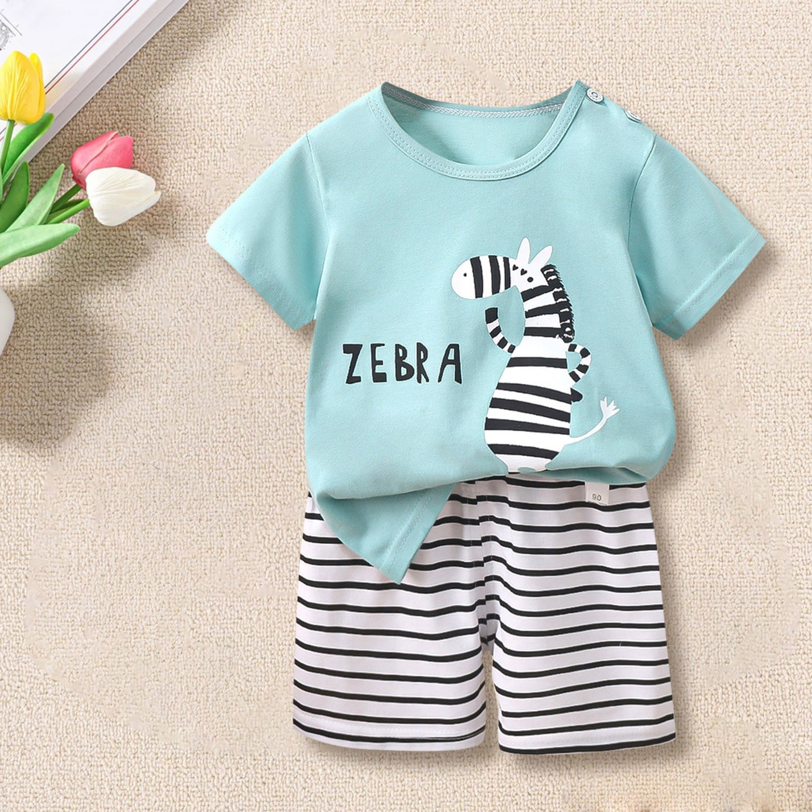 EnJoCho Boys 1-7 Years Short Sleeve T-Shirt Short Outfit Set Dinosaur ...