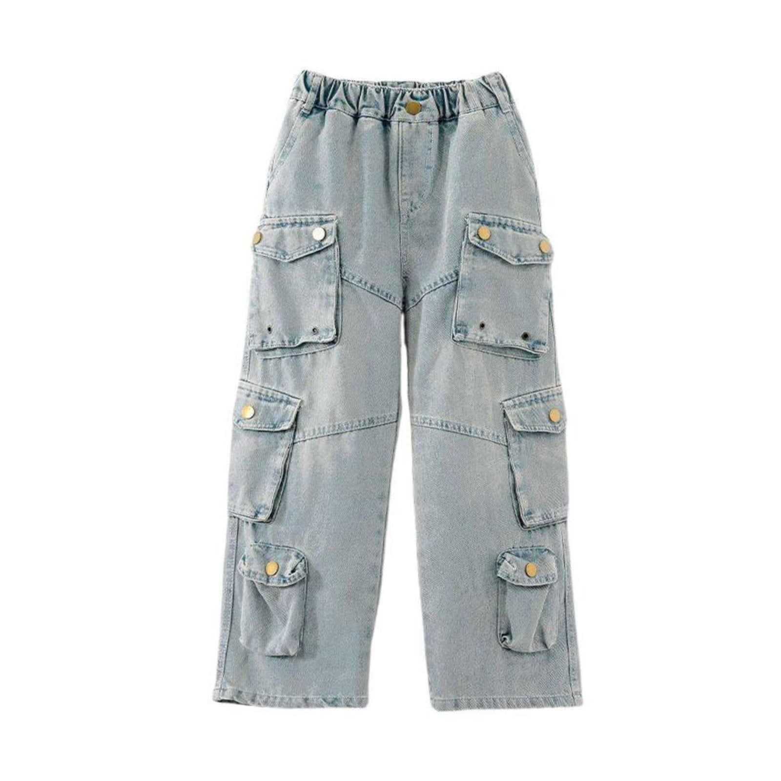 EnJoCho Boys Baggy Cargo Jeans Elastic High Waist Hi𝗉 Ho𝗉 Pants Vintag𝖾 ...