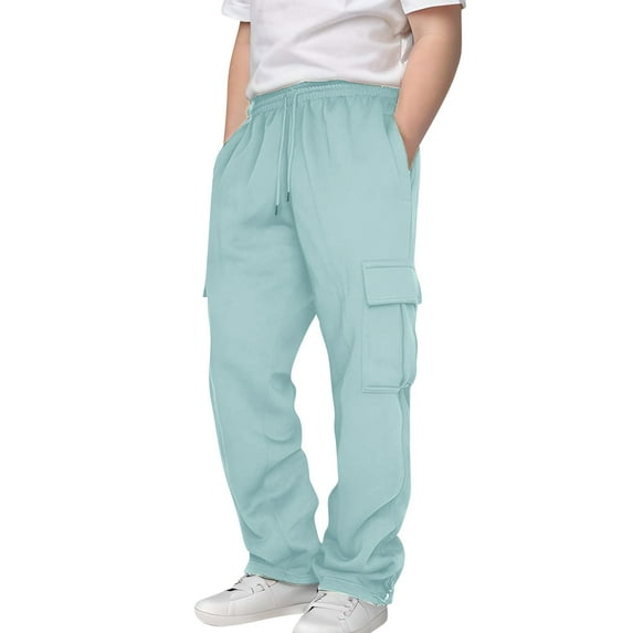 EnJoCho Boys Cargo Pants Wide Leg Elastic Waist Baggy Jogger Sweatpants ...