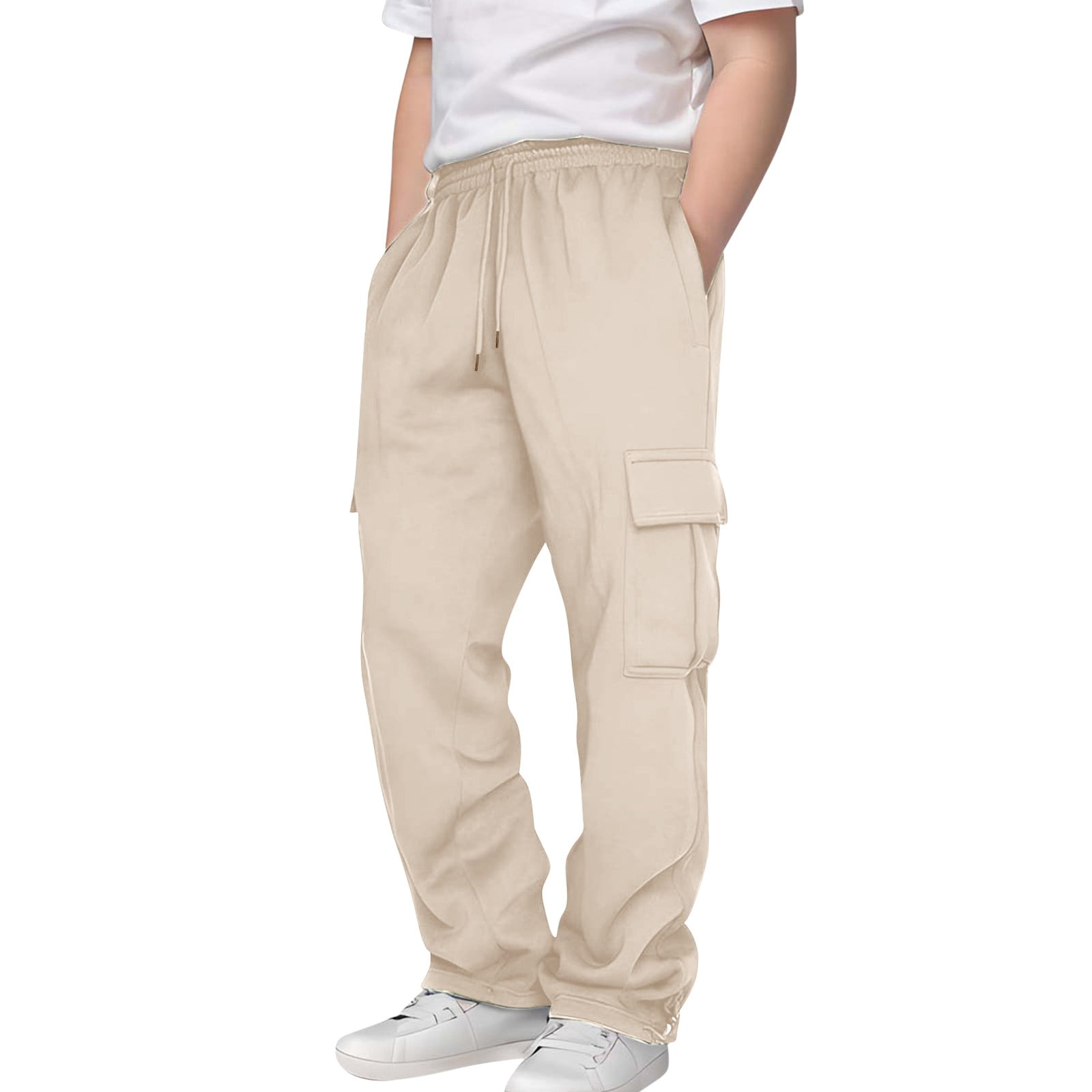 EnJoCho Boys Cargo Pants Wide Leg Elastic Waist Baggy Jogger Sweatpants ...