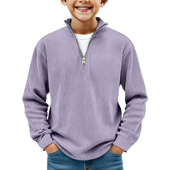 EnJoCho Boys Corduroy Sweatshirt Casual Stand Collar Quarter Zip ...