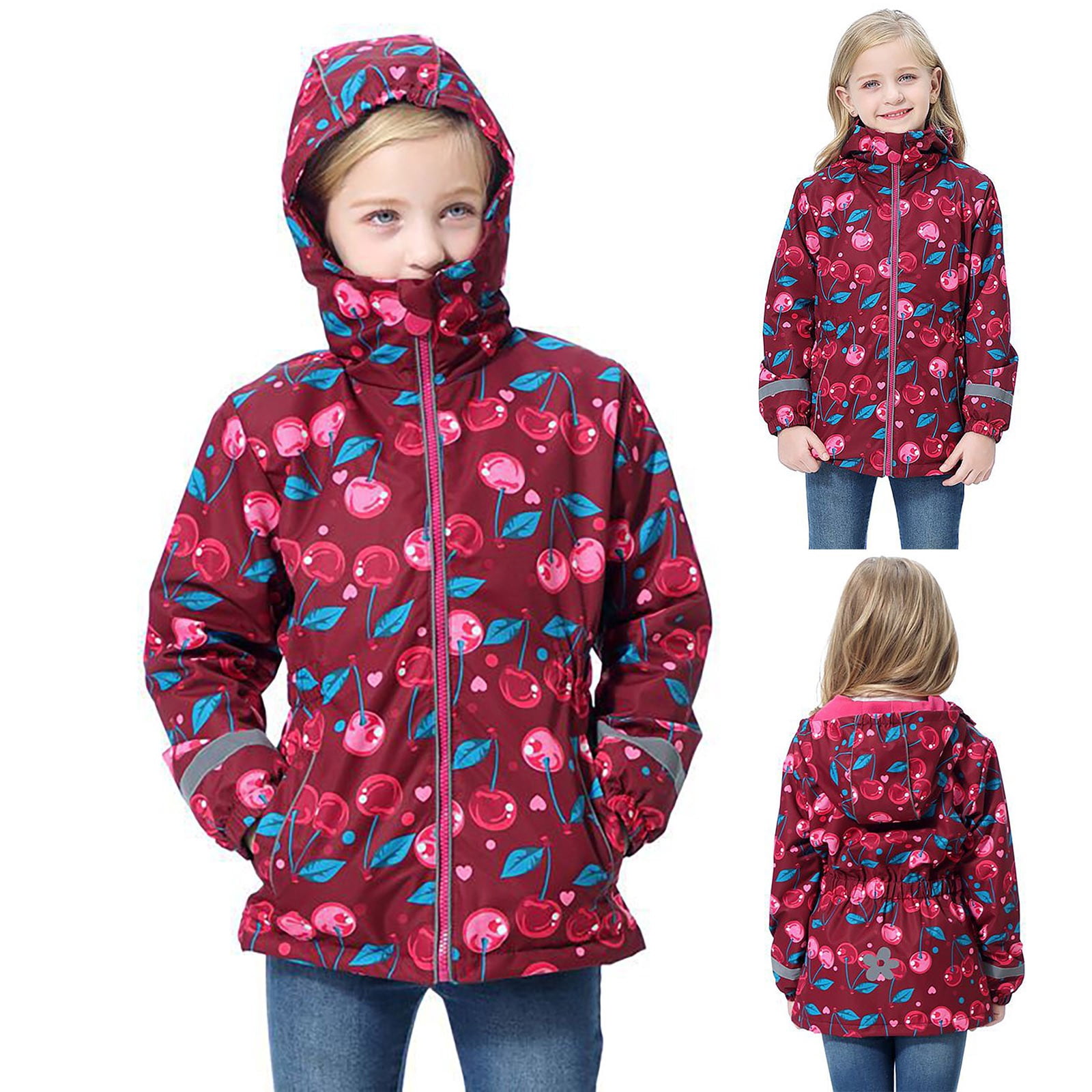 EnJoCho Boys Girls Rain Jacket Kids Waterproof Hiking Jackets ...