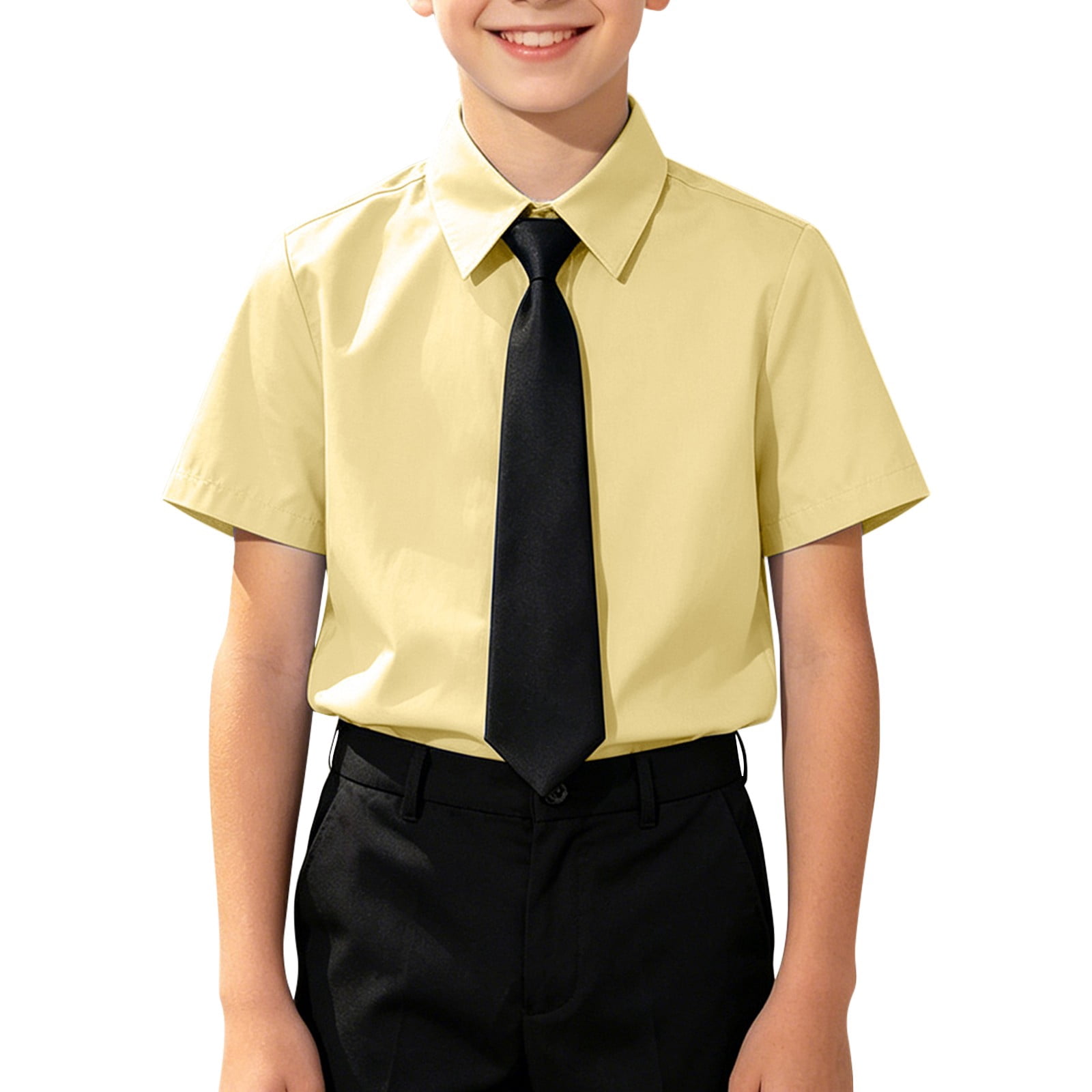 EnJoCho Boys Girls White Dress Shirt Short Sleeve School Unifor𝗆 Formal ...