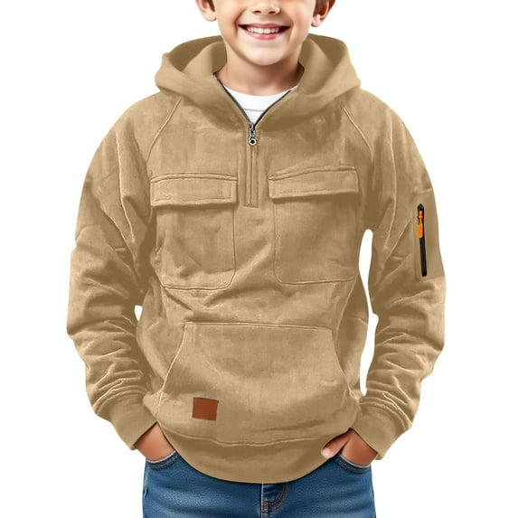 EnJoCho Boys Hoodies Half Zip Hooded Pullover Long Sleeve Oversized ...
