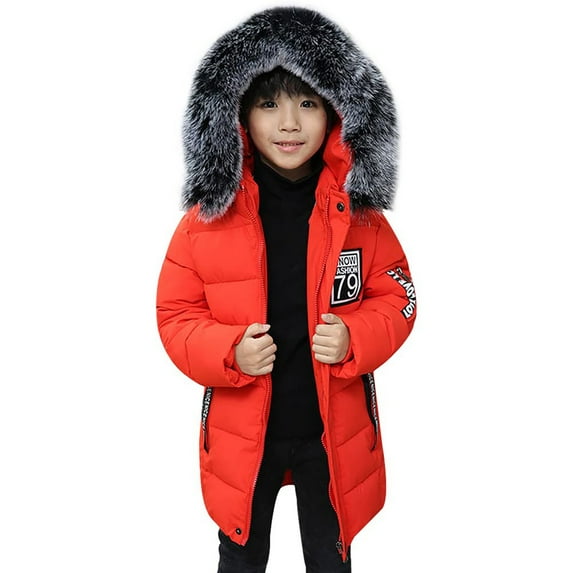 EnJoCho Boys Long Puffer Coat Winter Warm Windproof Insulated Down Jacket Kids Hooded 𝖶aterproof ...