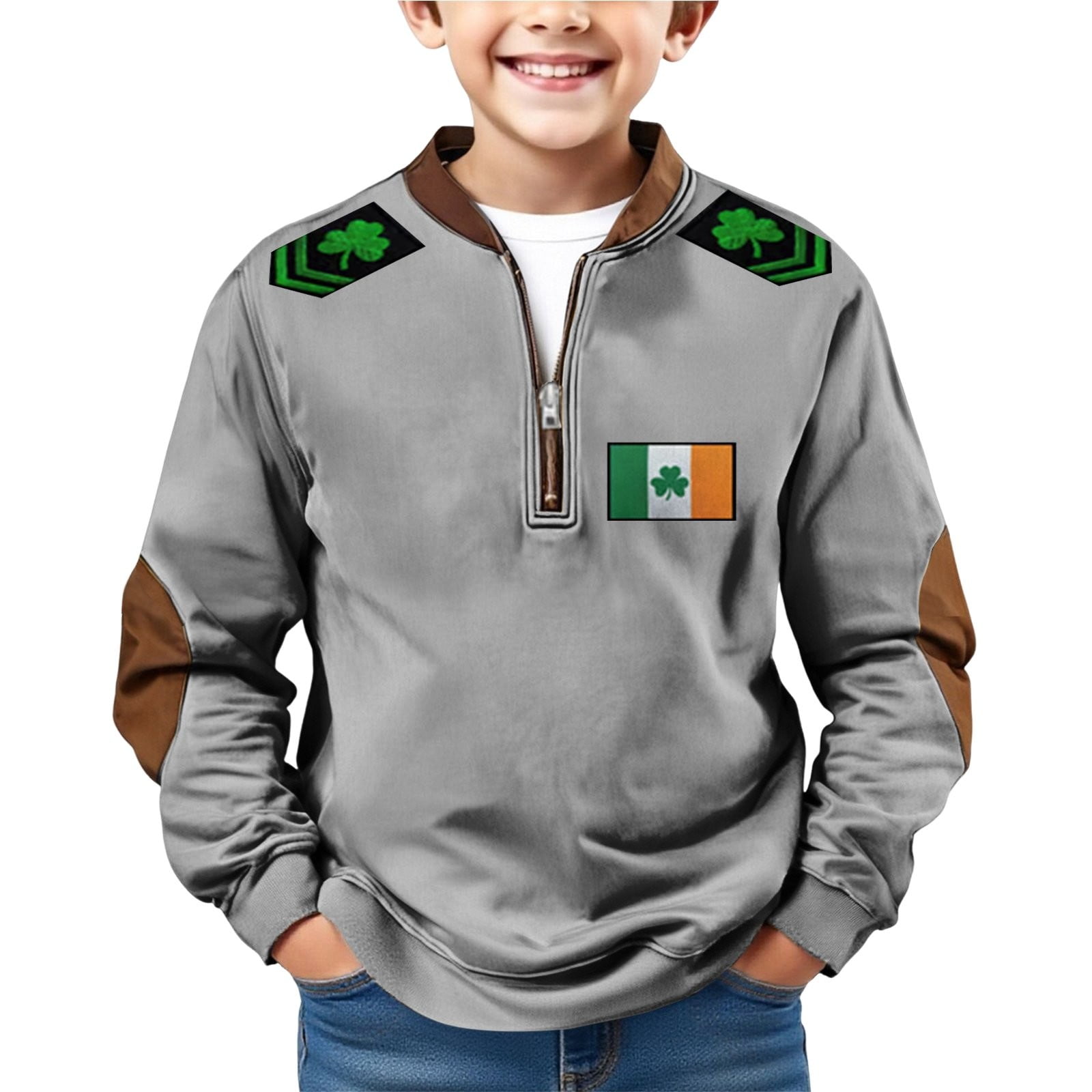 EnJoCho Boys Long Sleeve Shirts Kids Quarter Zip Sweatshirt Solid ...