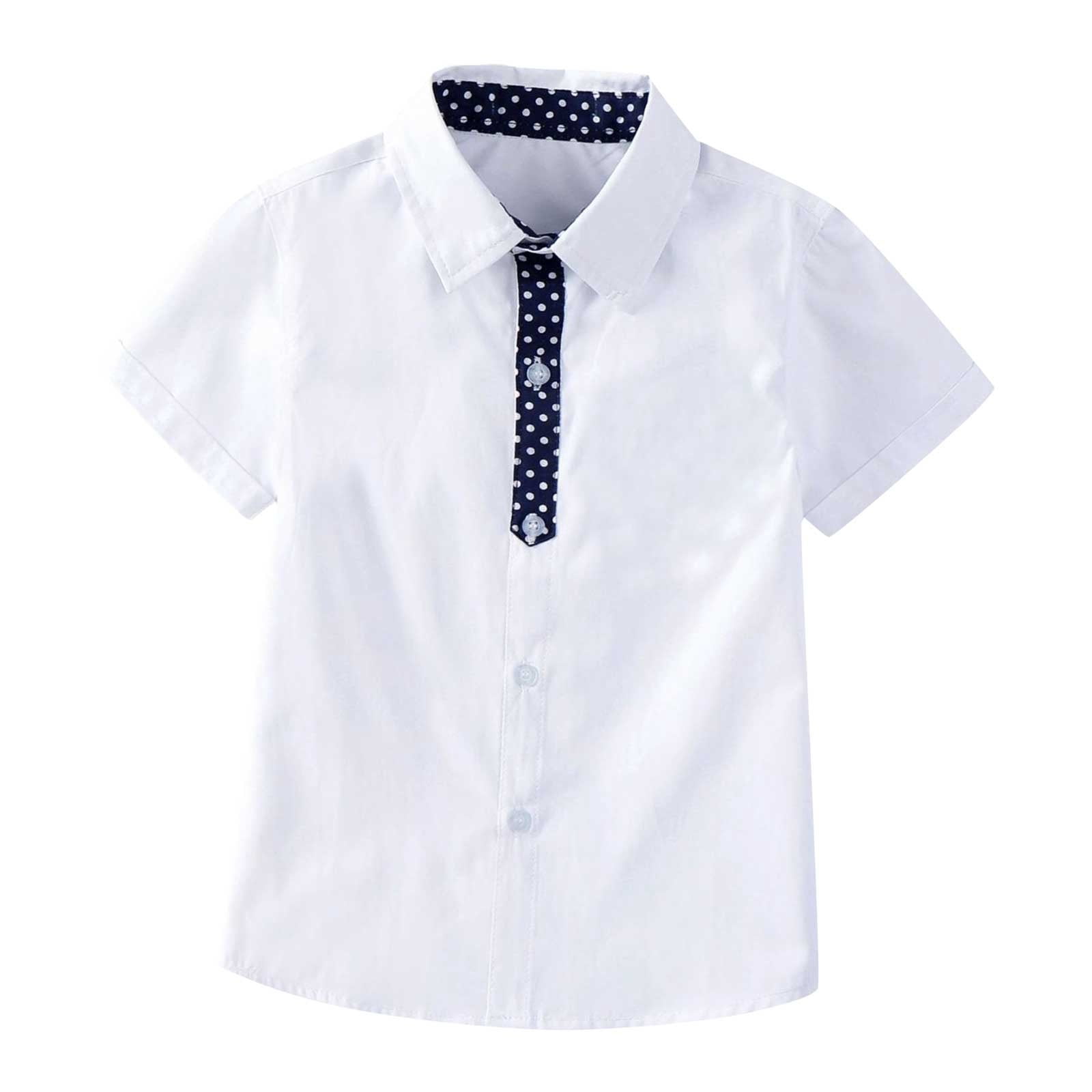 EnJoCho Boys Short Sleeve Button Down Shirt Cotton School Unifor𝗆 Tie ...