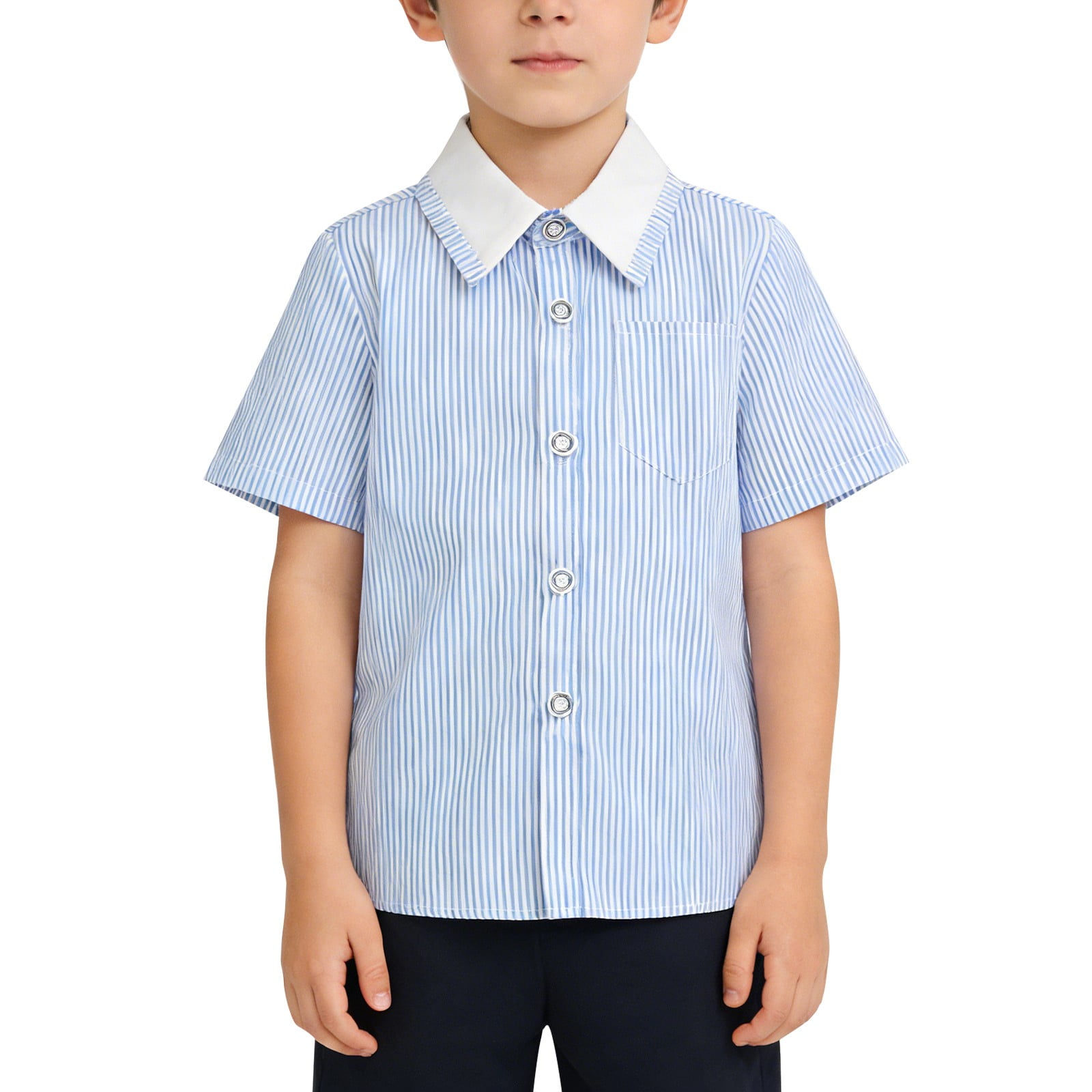 EnJoCho Boys Striped Button Down Shirt Short Sleeve Collar Summer ...