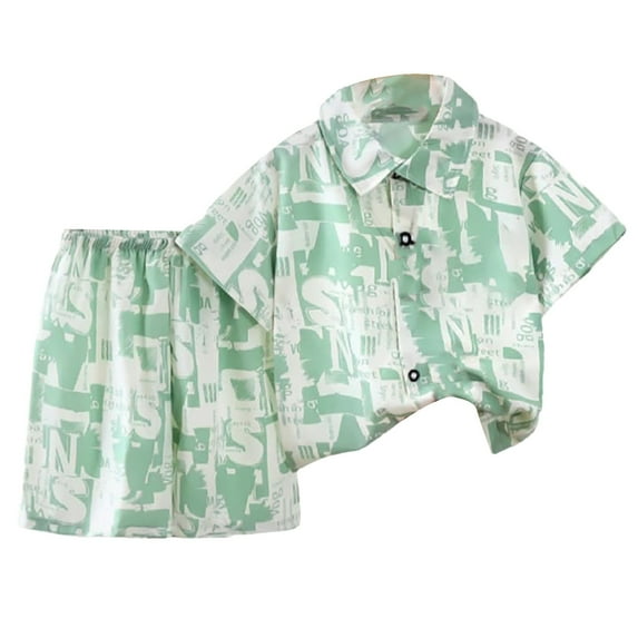 EnJoCho Boys Summer Outfits 2 Piece Set Toddler Short Sleeve Button ...