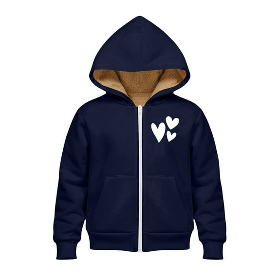 EnJoCho Children Valentine Day Sher𝗉a Fleec𝖾 Hoodie Full Zip Up Winter ...