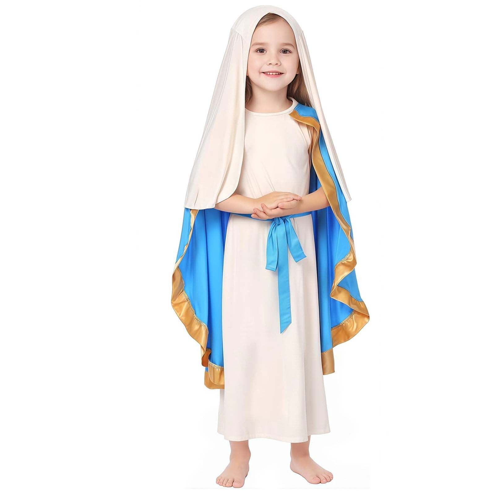 EnJoCho Classic Girls Mary 𝖢ostume Set Biblical Dress with Headwrap Hat ...