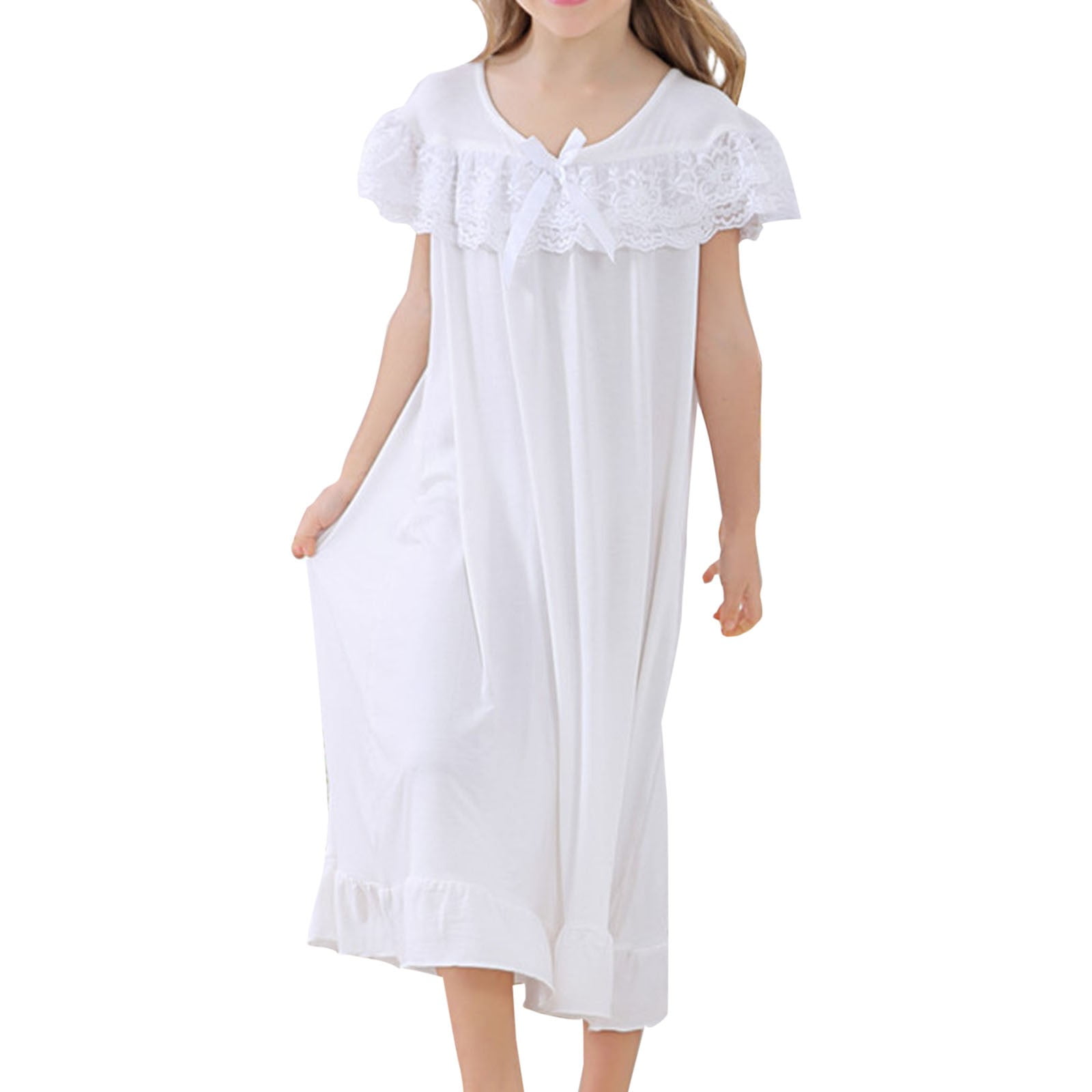 EnJoCho Clearence Little Girls Big Girls Floral Lace Pajama Dress ...