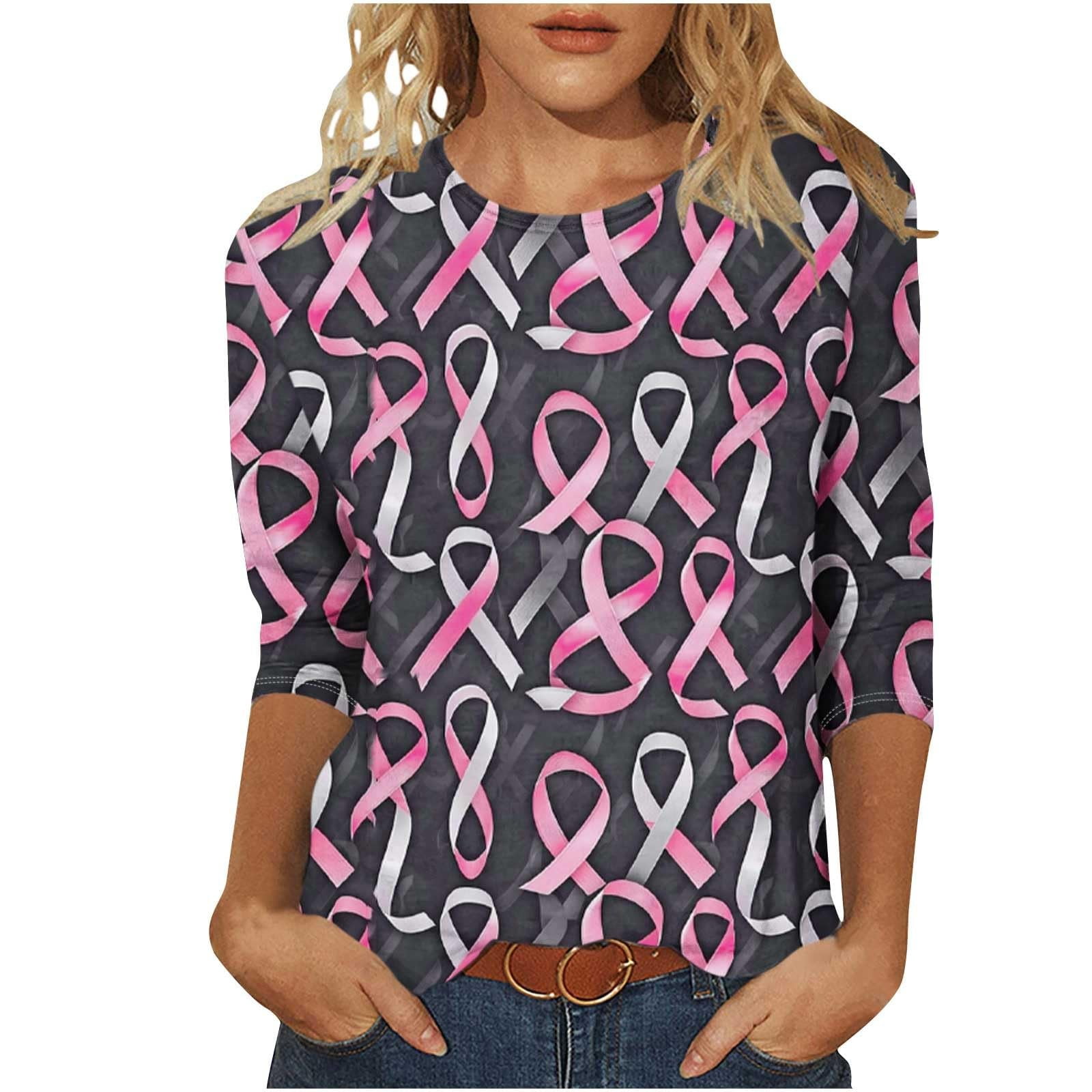 EnJoCho Flowy Tops for Women 3/4 Sleeve Cancer Awareness Shirts for ...