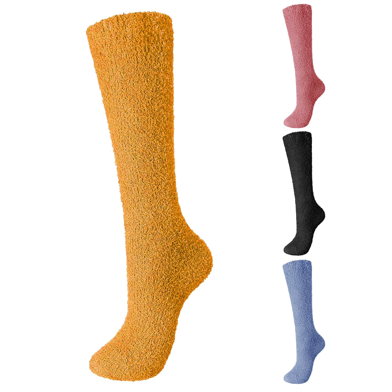 EnJoCho Fuzzy Socks For Women 4 Pairs Knee Fuzzy Socks Soft Warm High ...