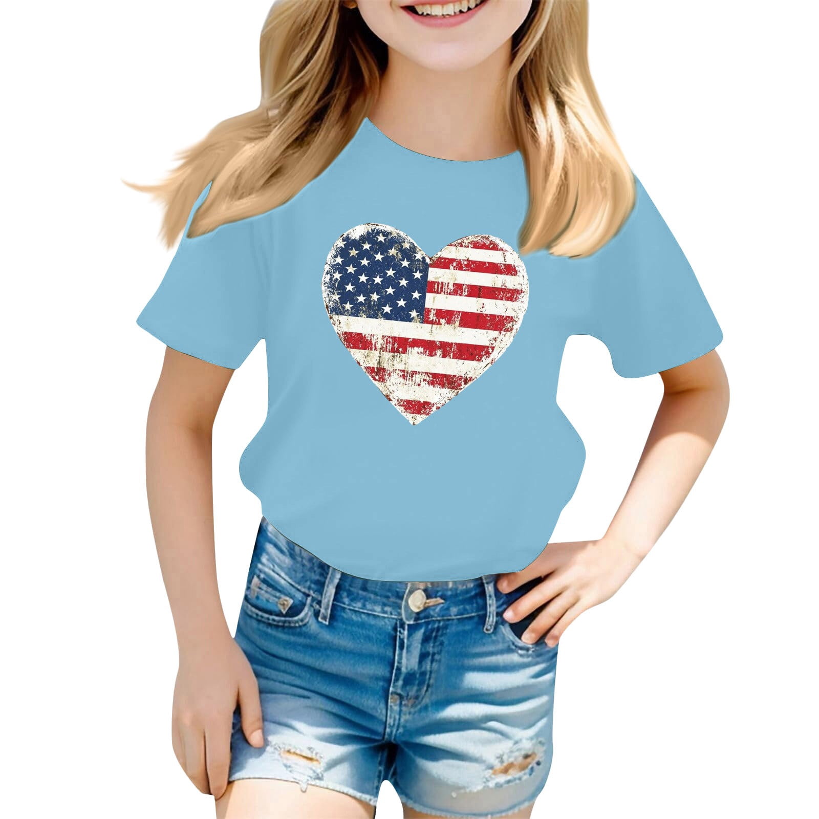 EnJoCho Girls 4th of July USA Shirt American Flag Patriotic T-Shirt ...