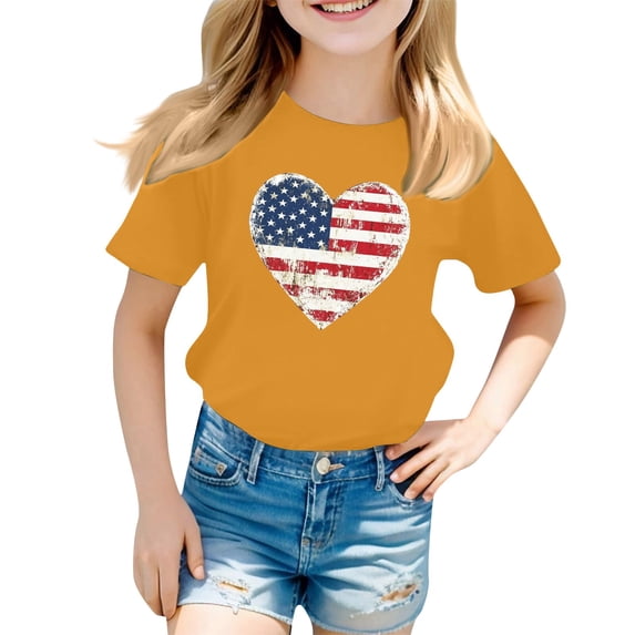 EnJoCho Girls 4th of July USA Shirt American Flag Patriotic T-Shirt ...