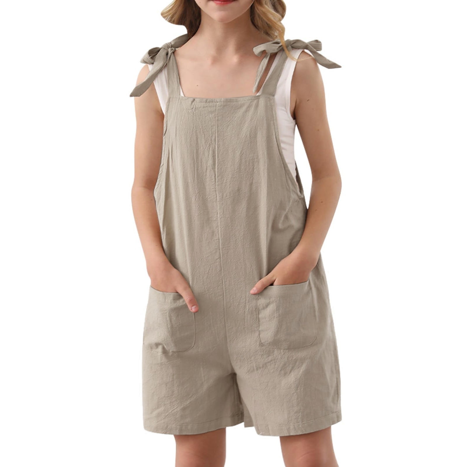 EnJoCho Girls Adjustable Lace Jumpsuit, Sleeveless Romper with Pocket ...