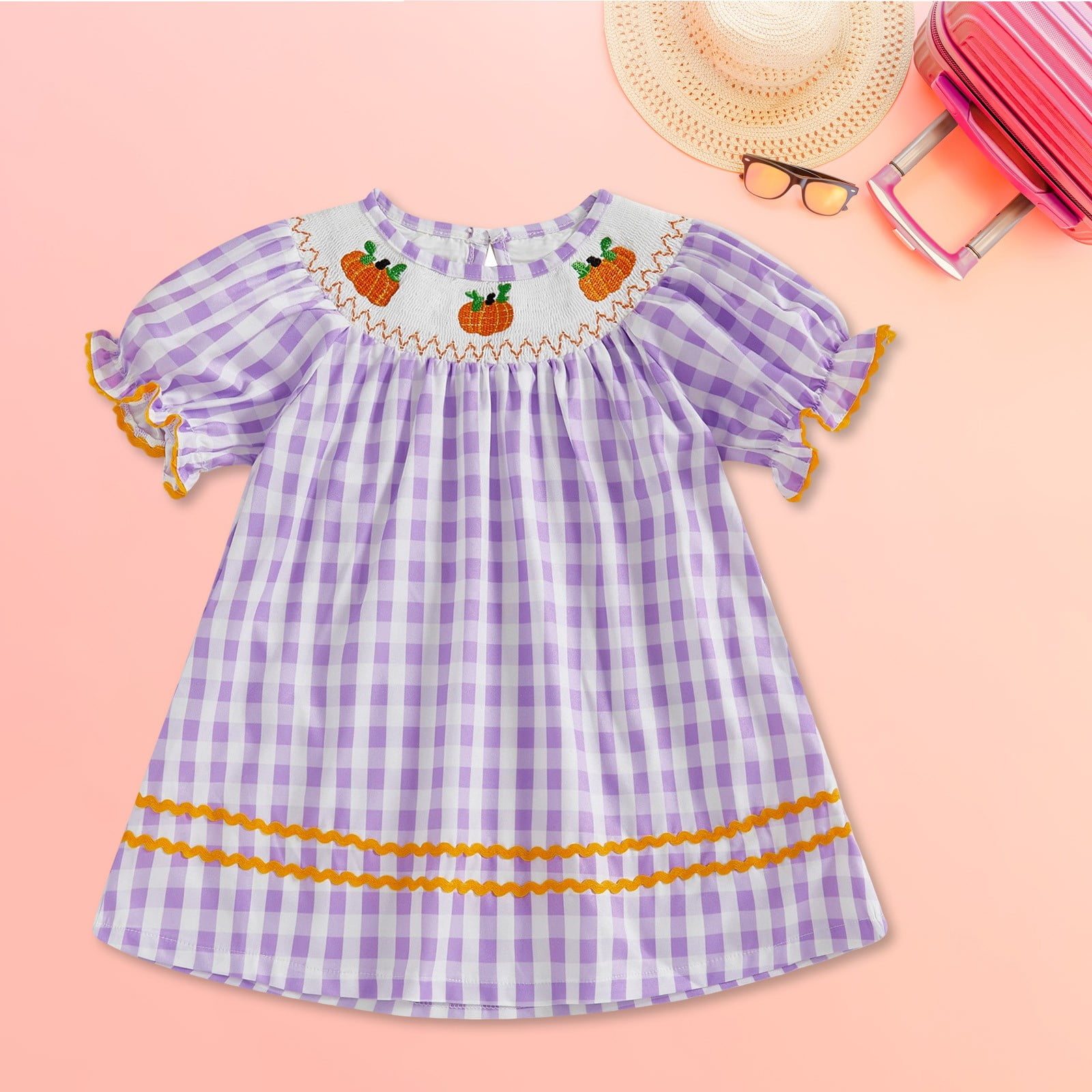 EnJoCho Girls Back-to-School Embroidery Dress First Day Outfit ...