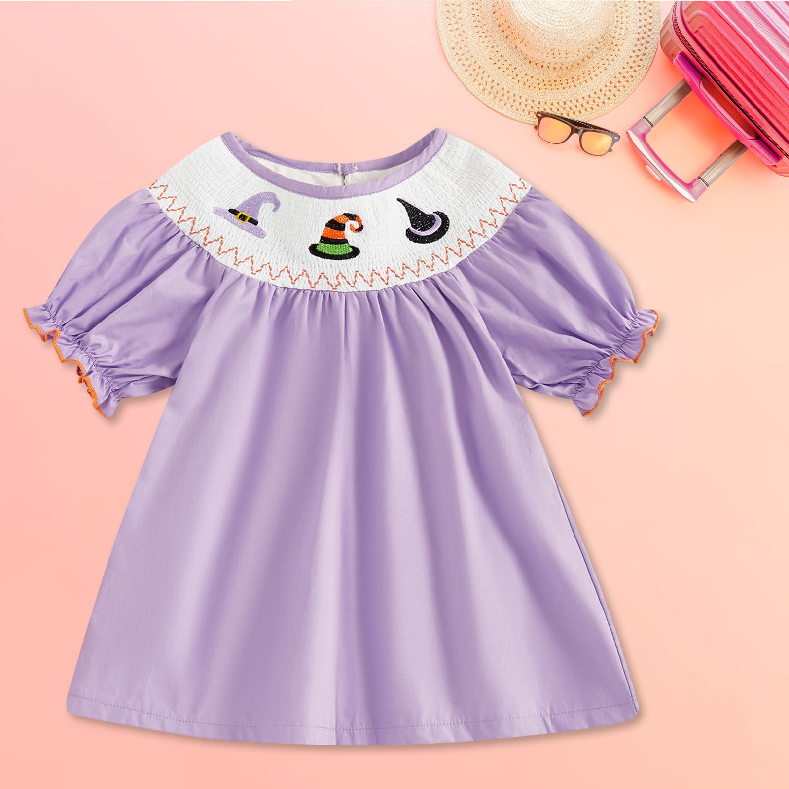 EnJoCho Girls Back-to-School Embroidery Dress First Day Outfit ...