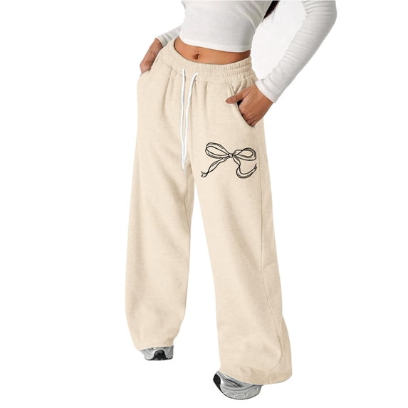 EnJoCho Girls Baggy Sweatpants Cute Bowknot Print Wide Leg Jogger ...