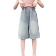 EnJoCho Girls Bermud𝖺 Denim Shorts Teen Button Decor Elastic Waist High ...